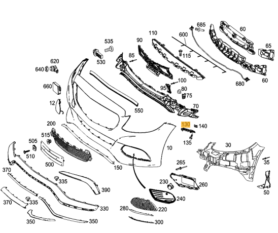 Mercedes-Benz C W205 Front Bumper Left Mounting Rail A2058850821 ...