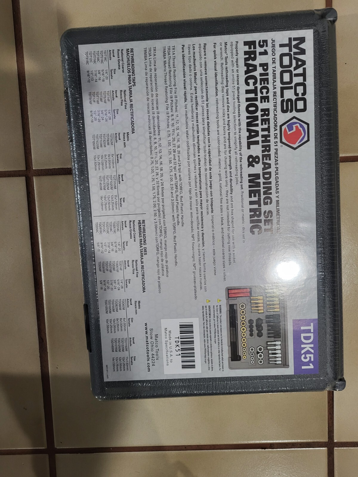 Matco Tools 51pc Rethreading Set Fractional & Metric TDK51 for sale ...