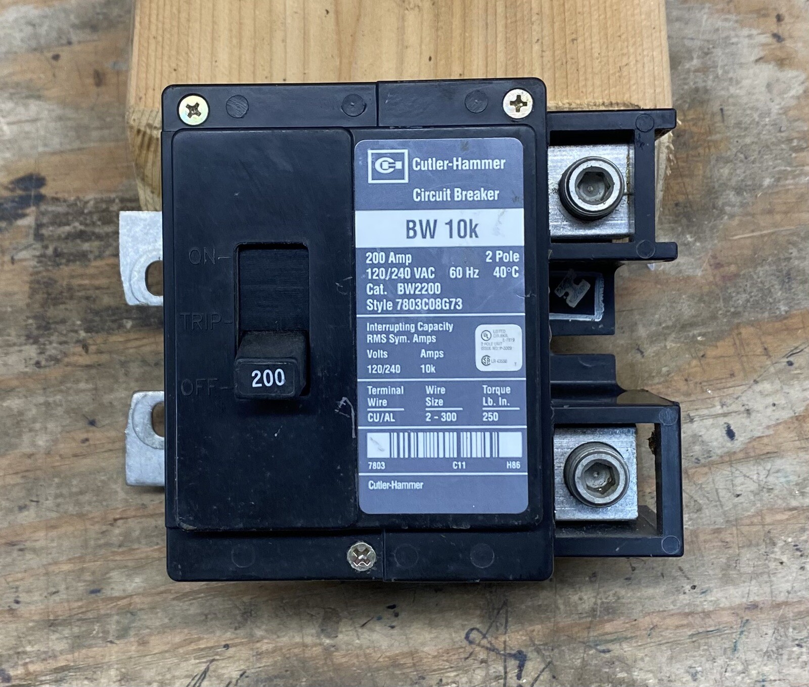 Cutler-Hammer BW2200 - 200A 240V Main Circuit Breaker for Type ECB ...
