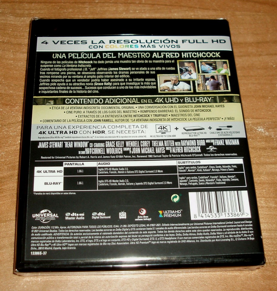 Rear Window (Rear Window) 4K HD+ Blu-Ray New Sealed Thriller | eBay ...