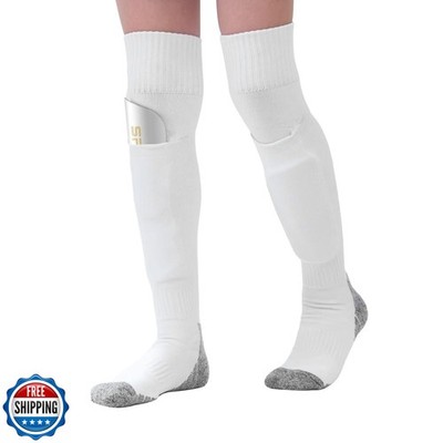 Youth Soccer Shin Guard Socks, Built-in Protective Pads, Kids Knee High ...