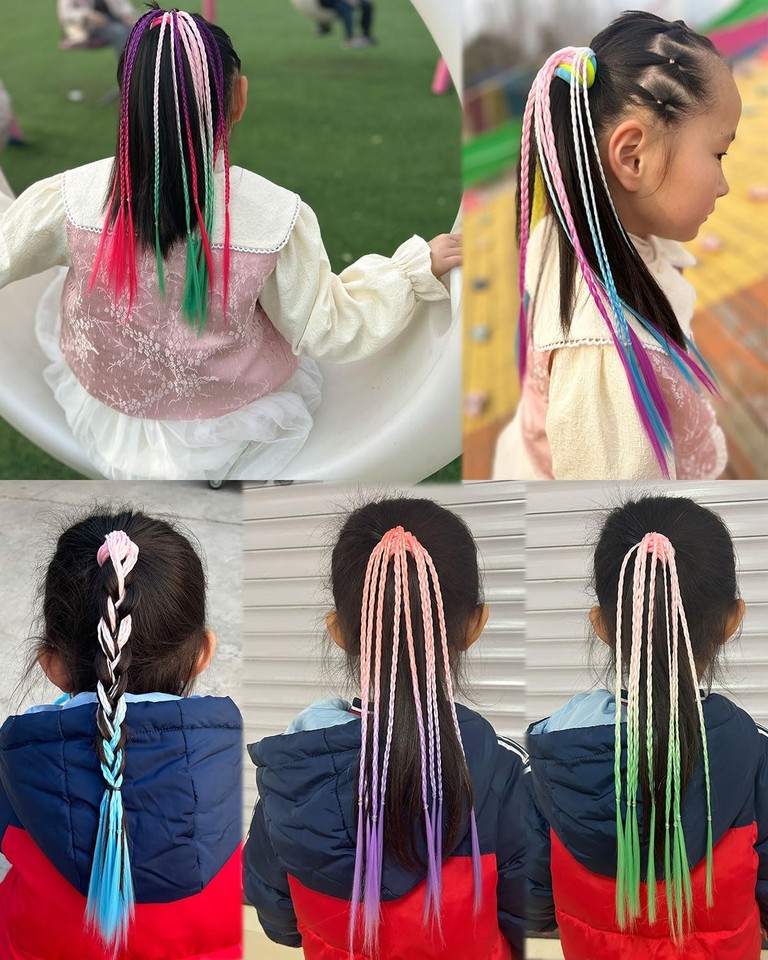 Colored Hair Extensions for Kids Crazy Hair Day Accessories for Girls ...