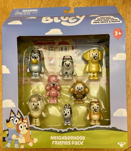 BLUEY Neighborhood Friends 8-Pack Figures NIB *damage to box - see last ...