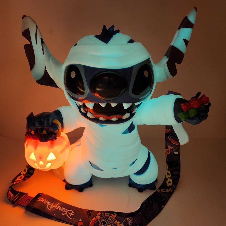 Disney Parks 2025 Halloween Stitch Mummy Popcorn Bucket Light-Up Glow ...