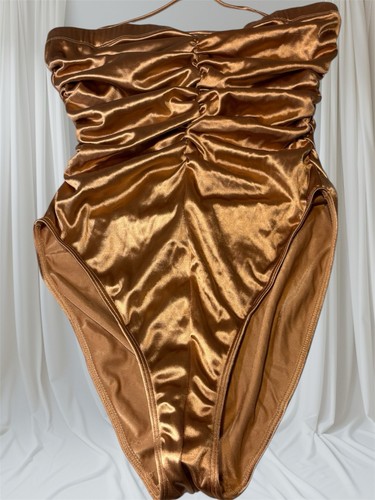 VTG 1986 Danskin Bronze Shiny Dance Leotard Bodysuit Women’s XS High ...