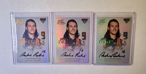 2021 AFL SELECT OPTIMUM PLATINUM DRAFT PICK SIGNATURE 3 CARD SET ARCHIE ...