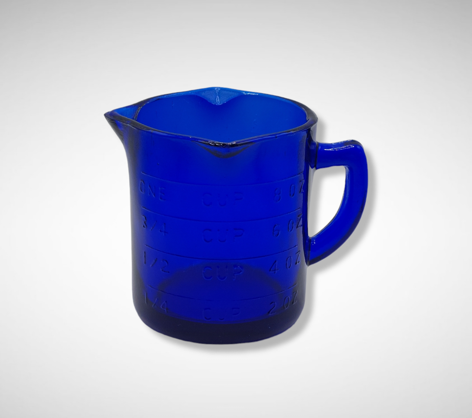 Cobalt Blue Depression Style Glass Measuring Cup , Kitchenware, Vintage ...