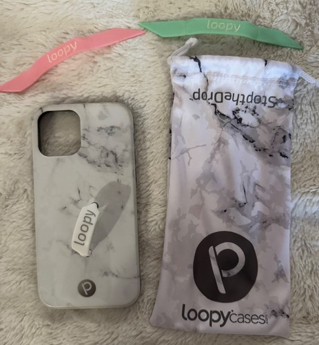 LOOPY CASE WHITE MARBLE PLUS PINK GREEN LOOPYS AND POUCH IPHONE 12 | eBay