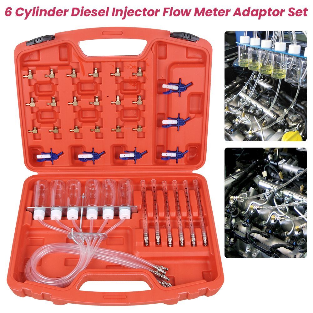 6-Cylinder Diesel Injector Flow Meter Adaptor Kit Common Rail Leak Off ...
