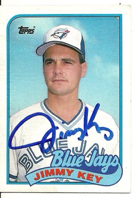 JIMMY KEY TORONTO BLUE JAYS SIGNED AUTOGRAPHED 1989 TOPPS CARD #229 W ...