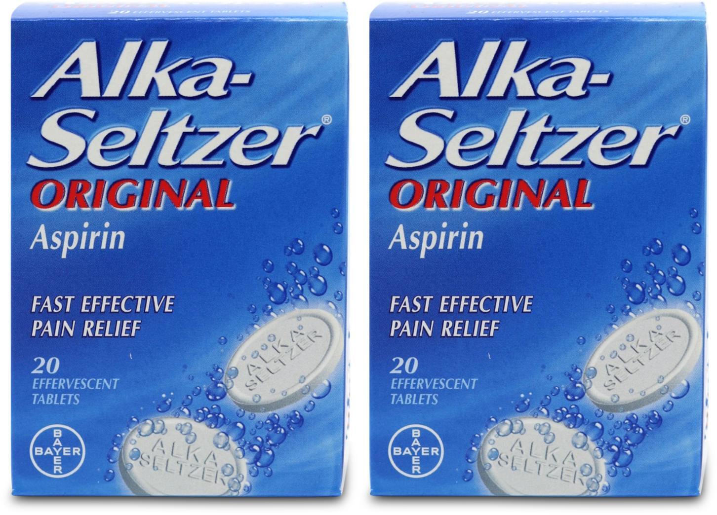 Alka Seltzer Original Aspirin 20 Effervescent Tablets X 2 | eBay UK