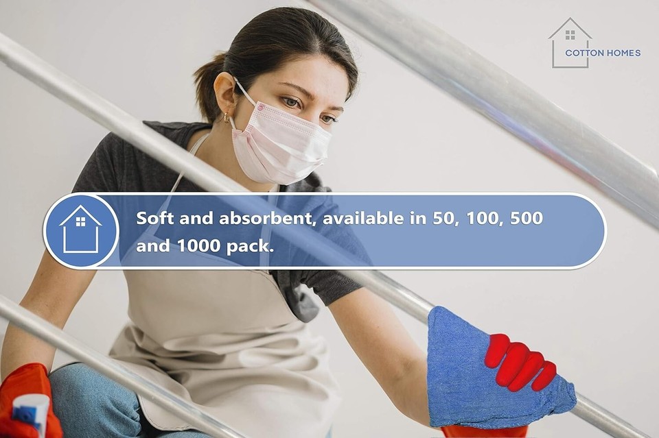 100 INDUSTRIAL A-GRADE SHOP RAGS / CLEANING TOWELS BLUE WITH 10 FREE ...