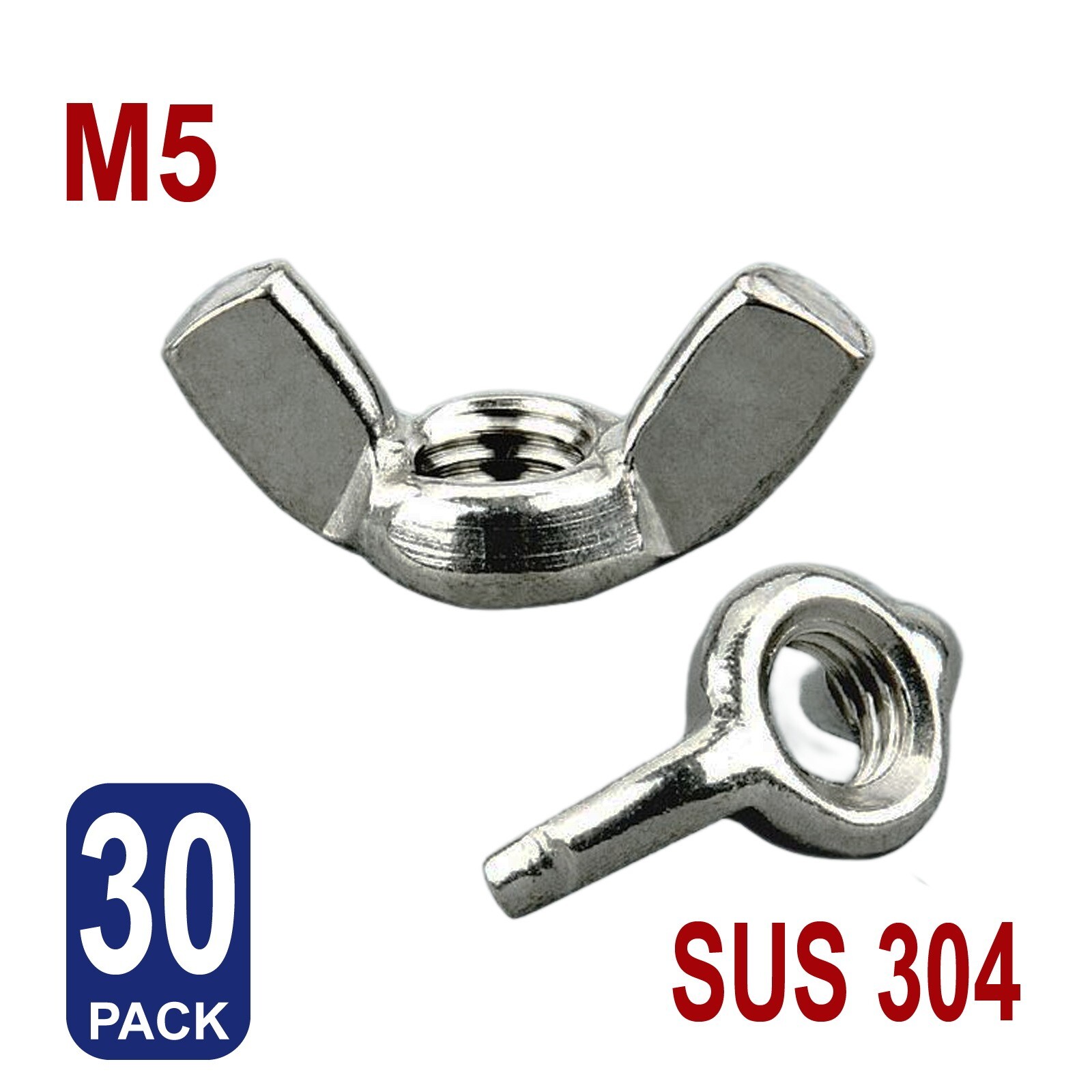 M5 Wing Nut Butterfly Wings Nuts Screws Bolts Stainless Steel 304 SS ...