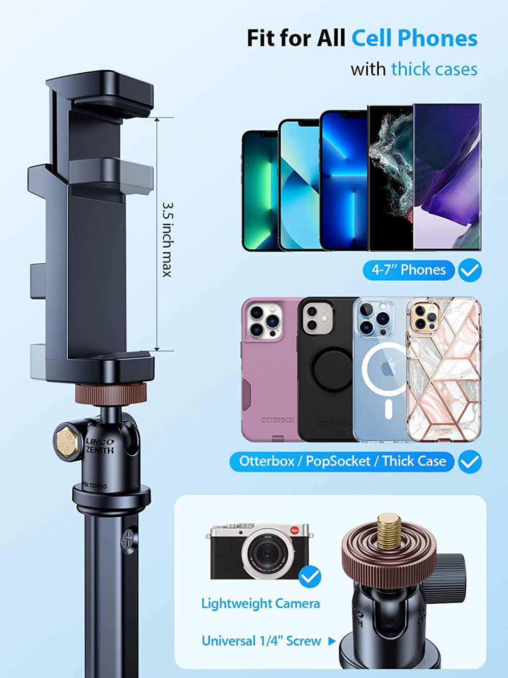 [Upgraded] 67" Phone Tripod, [Sturdy & Stable] iPhone Tripod A-67inch ...