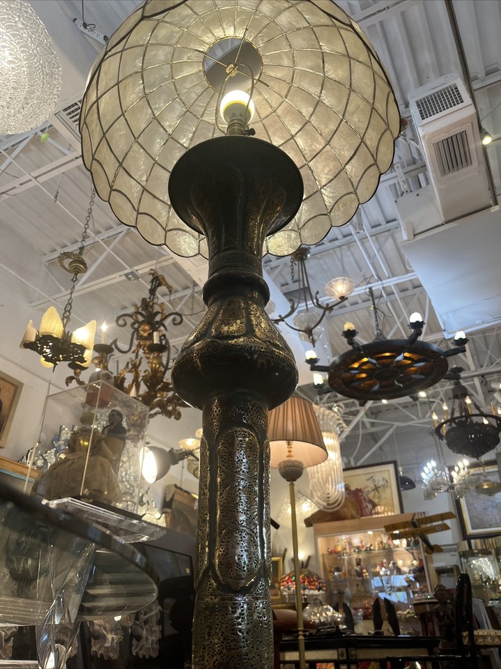 Antique Brass Islamic Middle Eastern Persian Floor Lamp 1950s Moroccan ...