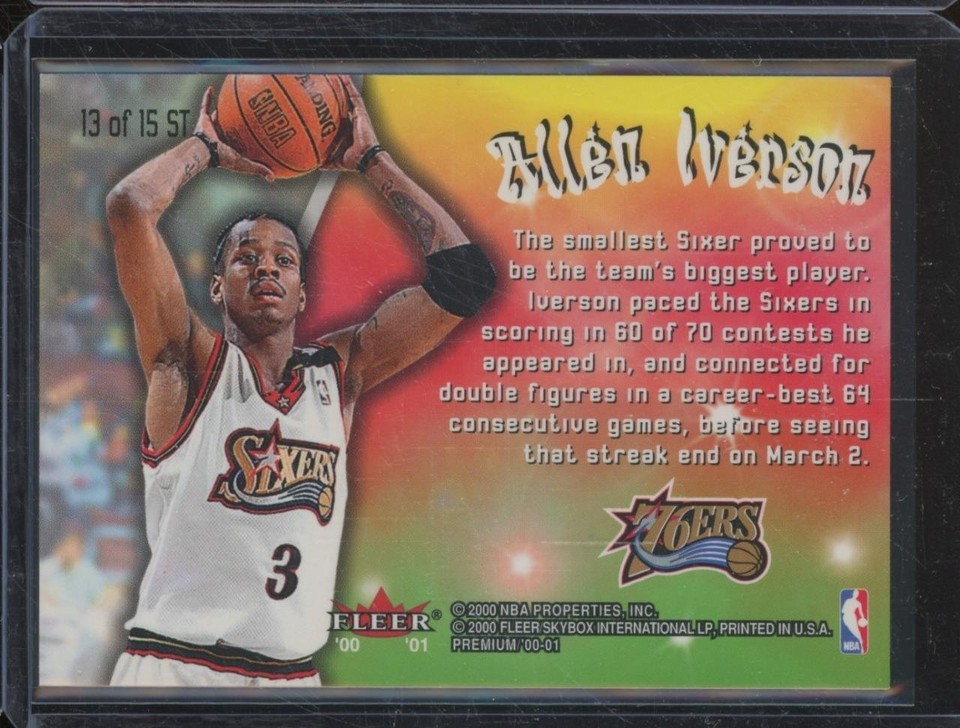 2000-01 Fleer Premium ALLEN IVERSON #13 Sole Train Insert Philadelphia ...