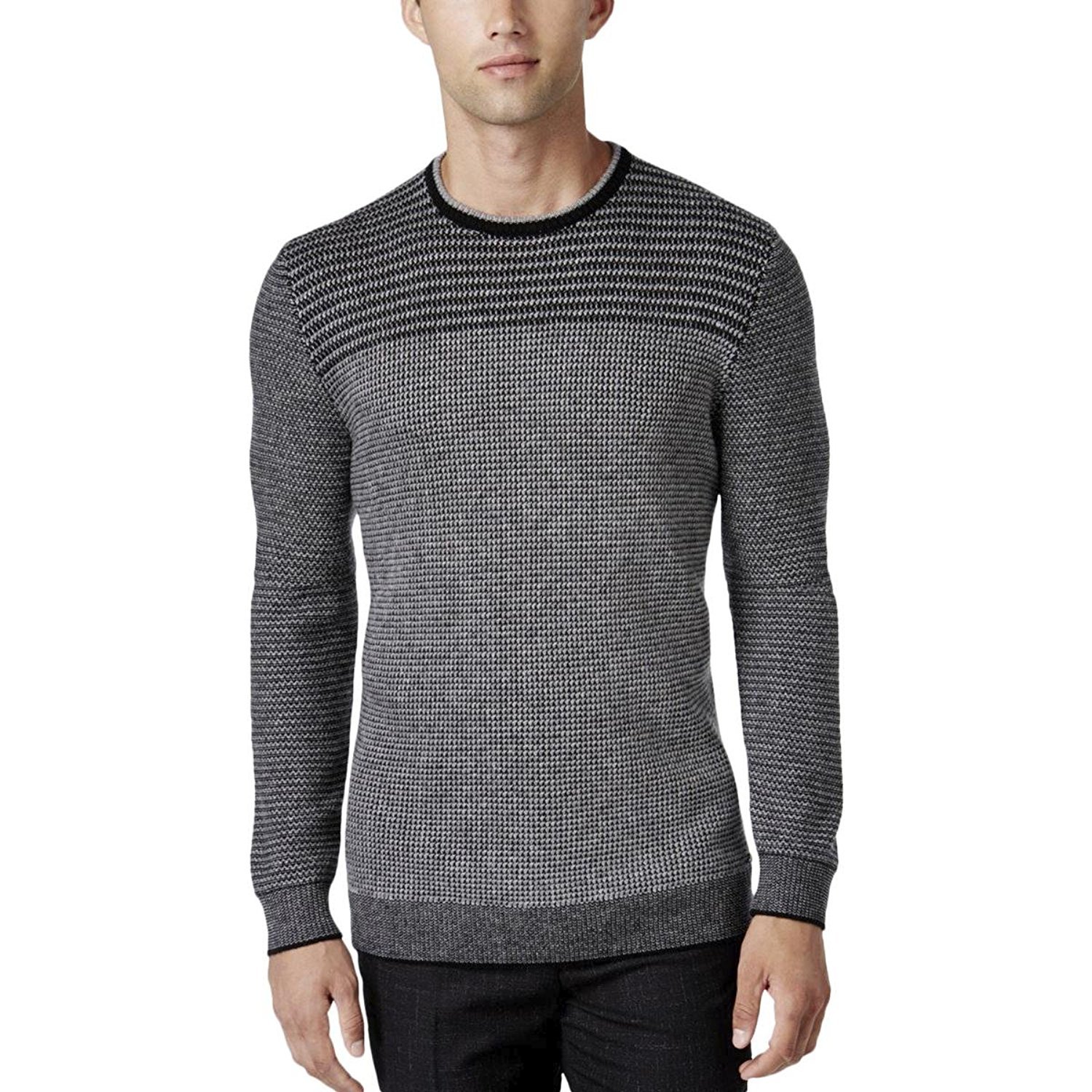 New Alfani Regular Fit Crew Neck Rack Stitch Mercerized Wool Blend ...