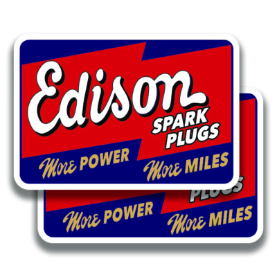 EDISON SPARK PLUGS DECAL 2 Stickers Bogo Car Bumper Truck 2 for 1 | eBay