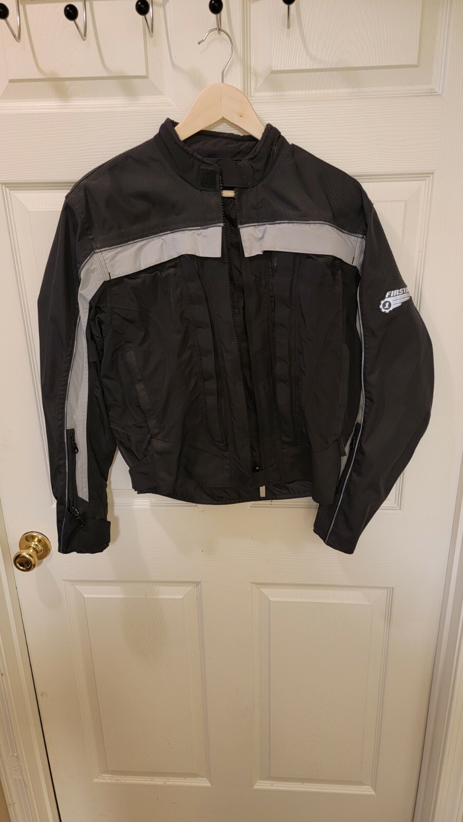 FIRST GEAR Black Padded HYPERTEX MOTORCYLE JACKET Biker Gear Safety ...