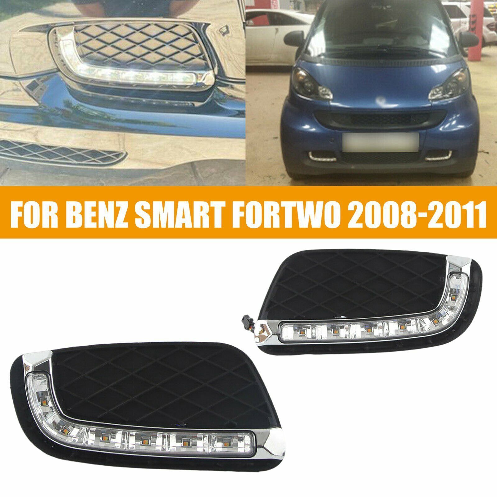 2Pcs For 2008-2011 Benz Smart Fortwo LED Fog Light DRL Daytime Running ...