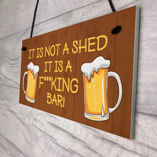 Rude Bar Sign Funny Garden Shed Sign Hanging Door Plaque Man Cave Beer ...