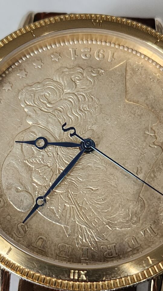 Stauer Morgan Silver Dollar Coin Mens Watch 900 Silver 18294 Swiss ...