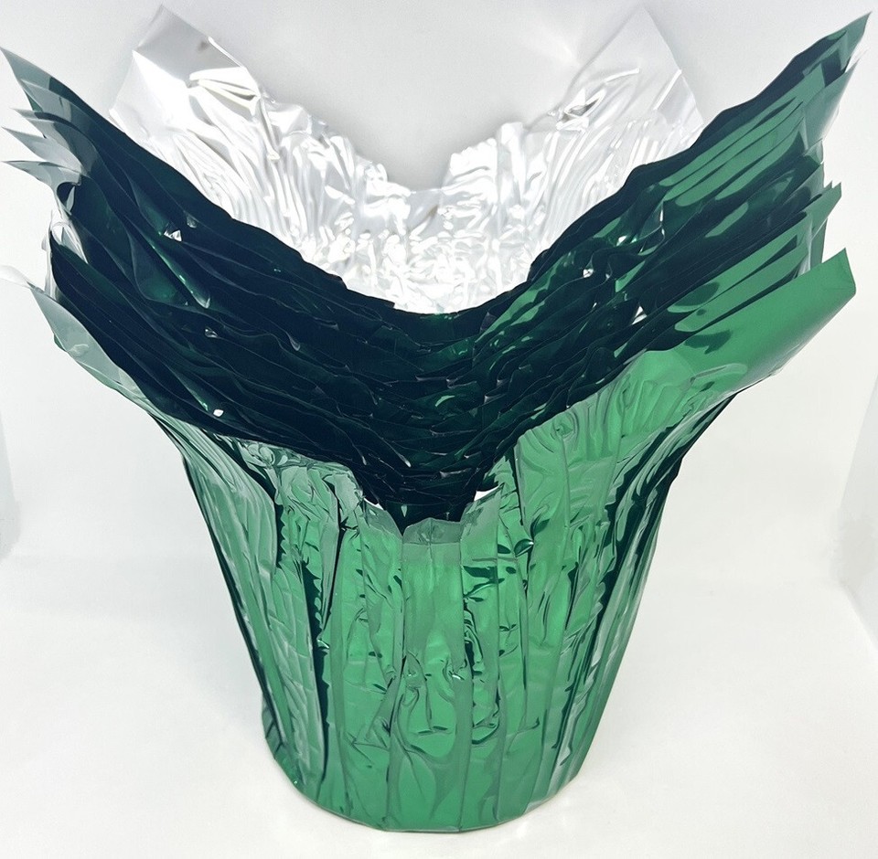 (10) LARGE 6" FLOWER POT Kwik Covers Wrapper GREEN FOIL Dress Up Your ...