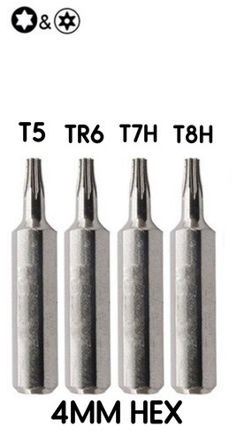 Torx 4mm Hex micro Screwdriver Bits: T5, TR6, T7H, T8H Star System 4 | eBay