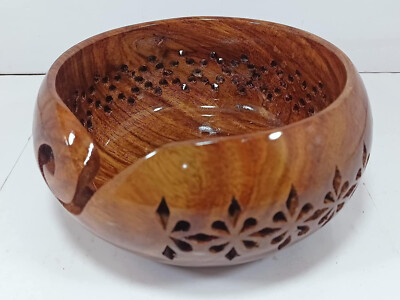 Beautiful Handmade Wooden Yarn Bowl Wool Ball Holder Knitting Bowl ...