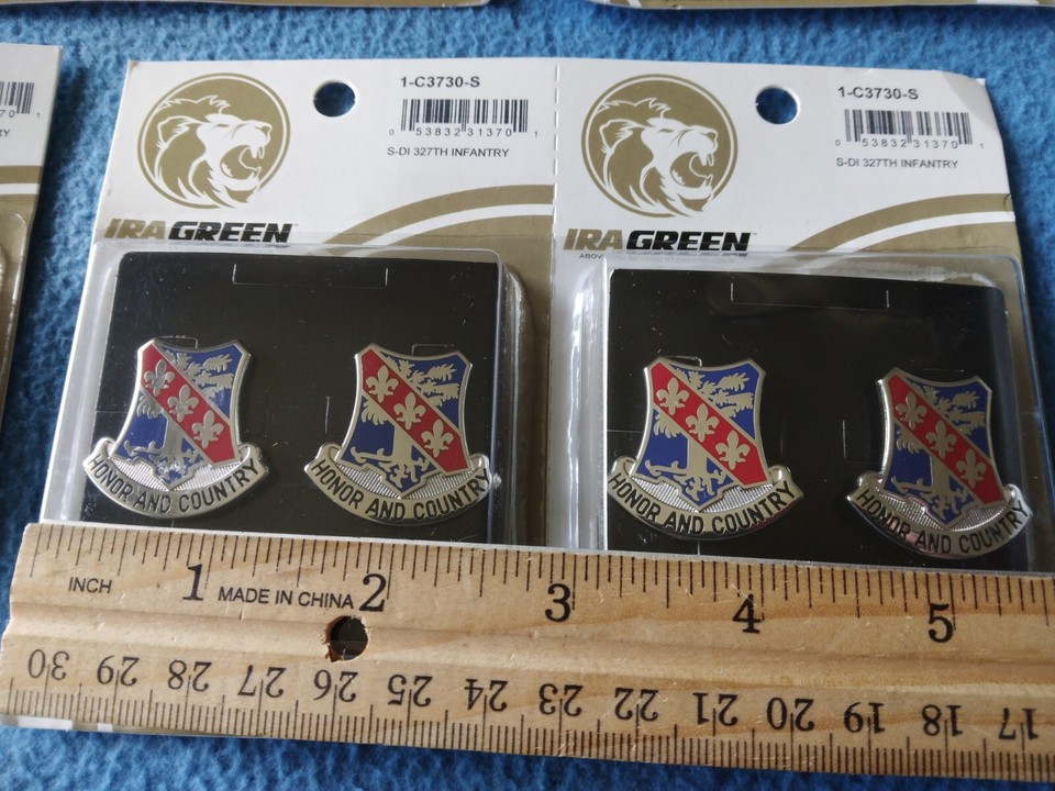10 PAIRS OF - U.S. Army 327th INFANTRY Unit DI DUI Crest PINS - NEW G ...