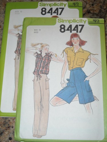 🌼UNCIRCULATED 1978 SIMPLICITY 8447-LADIES TOP-CARGO SHORTS-PANT PATTERN ...