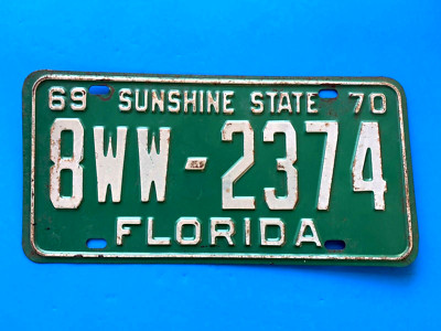 1969-1970 Florida License Plate Volusia County Car Tag 8ww-2374 #60 | eBay
