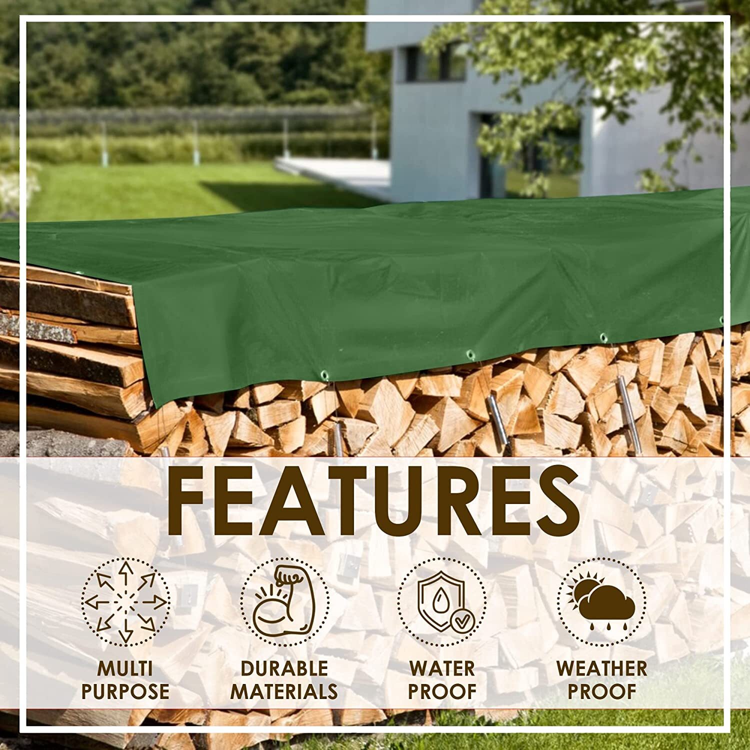 6 Sizes Army Heavy Duty Canvas Tarp Tarpaulin Sun Blocked Waterproof ...