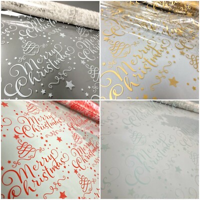 Christmas Cellophane clear gift wrap Merry/xmas greeting Perfect For ...