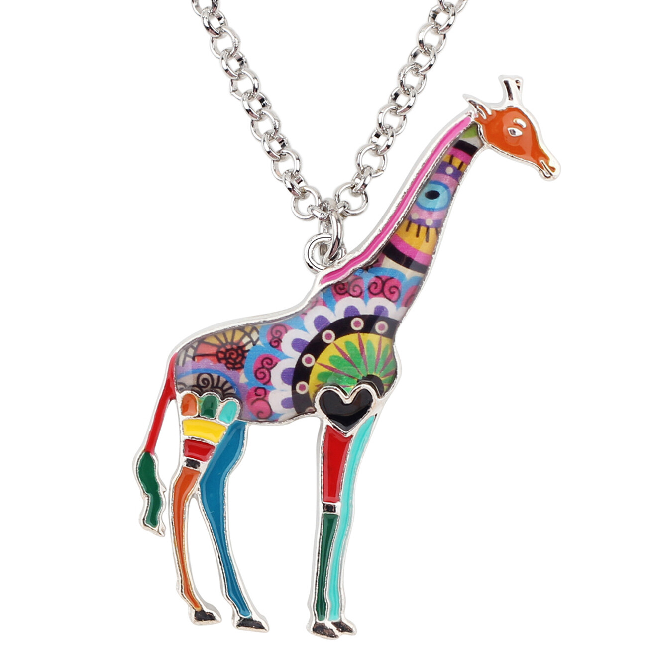 Enamel Alloy Africa Giraffe Necklace Pendant Jungle Animals Jewelry ...