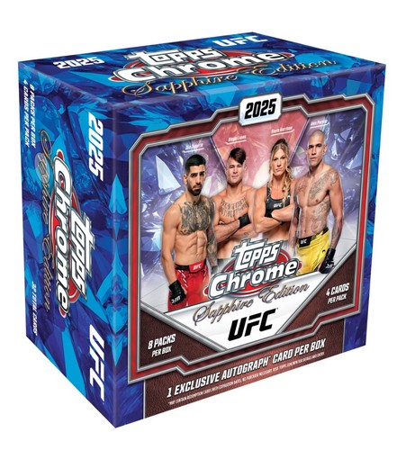 2025 TOPPS CHROME UFC SAPPHIRE EDITION HOBBY BOX (1 AUTO) MMA Brand New ...