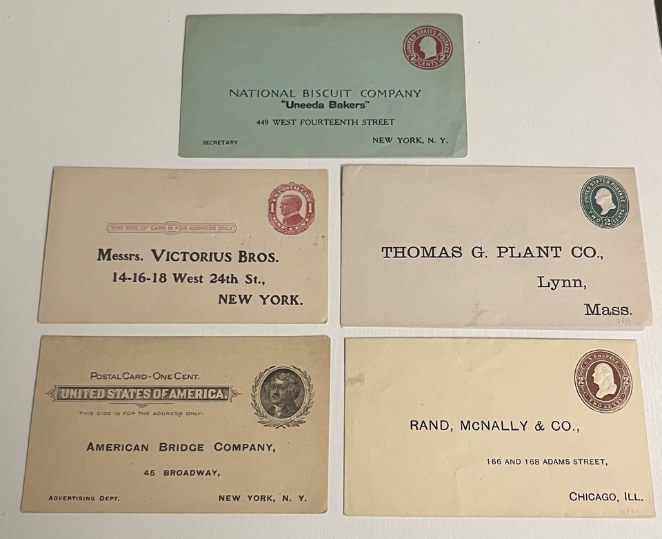 5 Unused Printed Prepaid Postage Stamp Embossed Envelope Postcard Lot ...