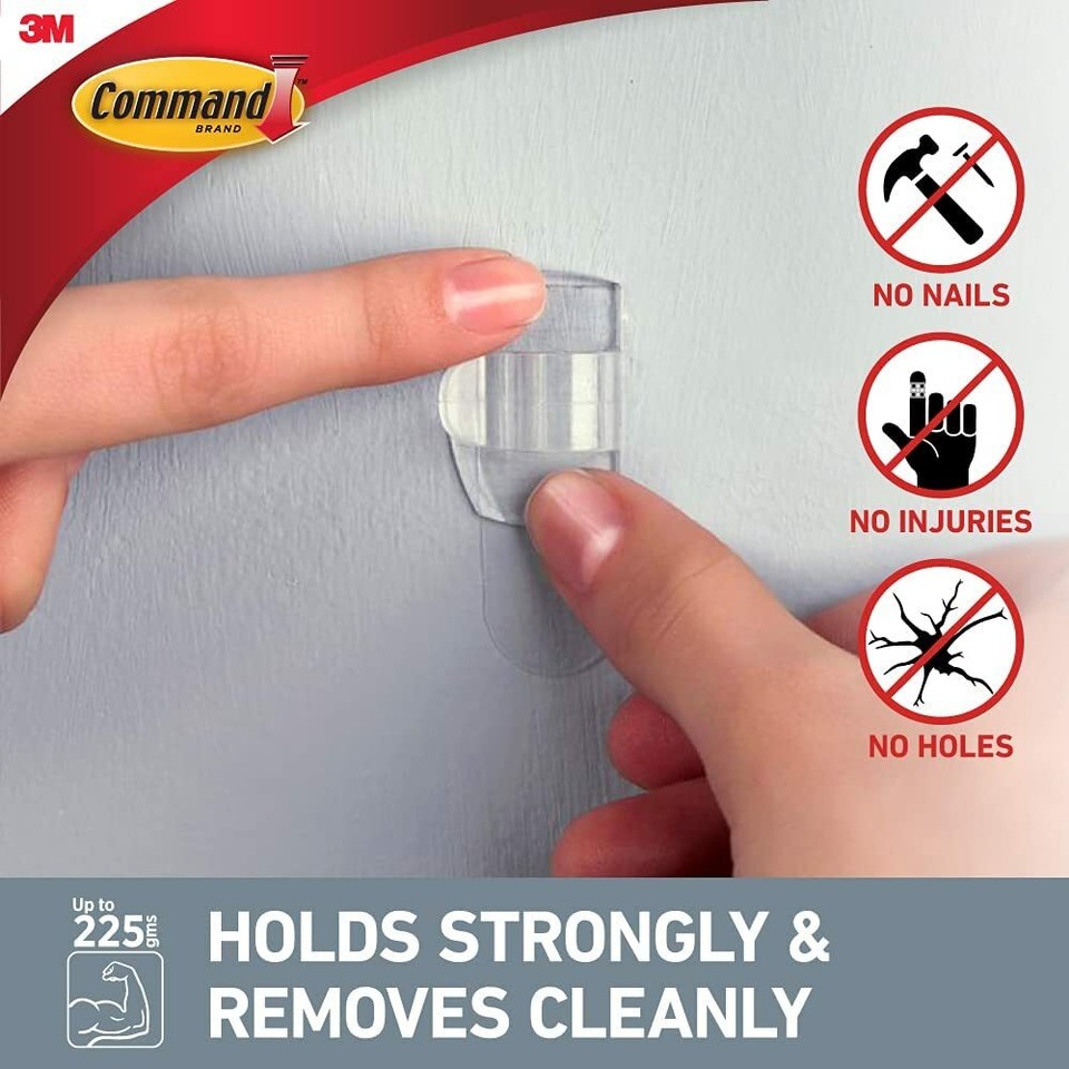 3M Command Round Cord Clips 4-Clips with Adhesive Clear Organizing ...