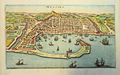 ITALIA - MESSINA- GENUINE ANTIQUE MAP OF MESSINA IN ITALY, DATING FROM ...