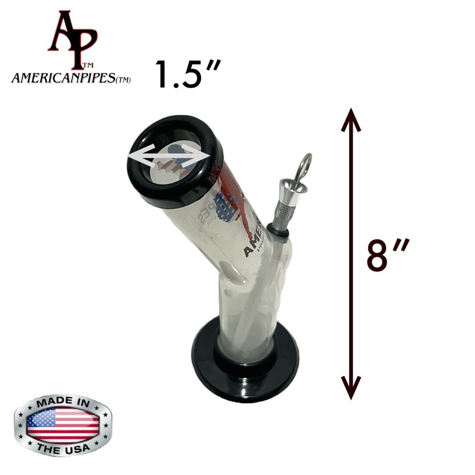 AMERICAN PIPES™️ 1.5x8"GRIP ACRYLIC HOOKAH WATER PIPE WITH CARB & POKER ...