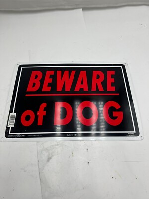(QTY 6) Hillman English Black Beware of Dog Sign 10 in. H X 14 in. W ...