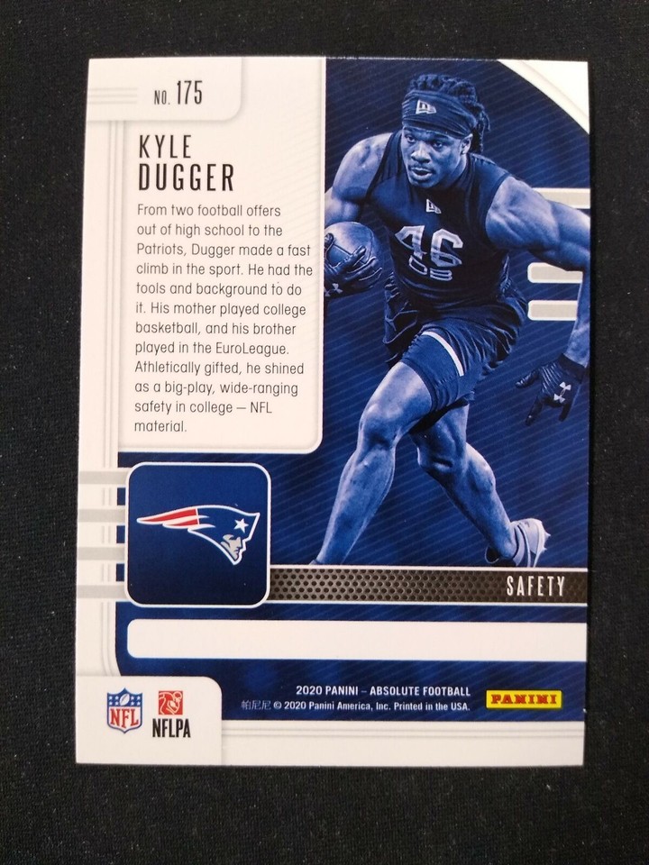 2020 Absolute #175 KYLE DUGGER RC Rookie New England Patriots *NV05C | eBay