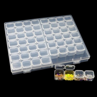 56x Flip Top Bead Findings Craft Square Grid Containers, Storage Box ...