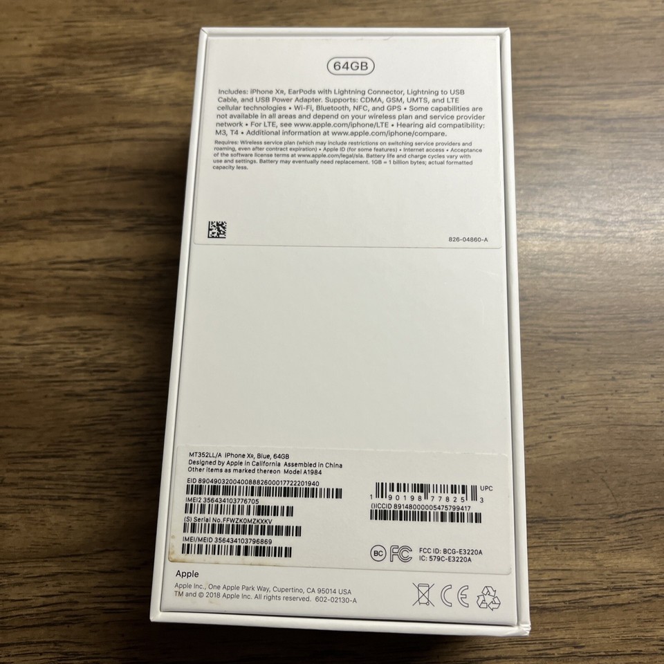 Apple iPhone XR Blue 64GB Box Sim Key Stickers Papers Included | eBay