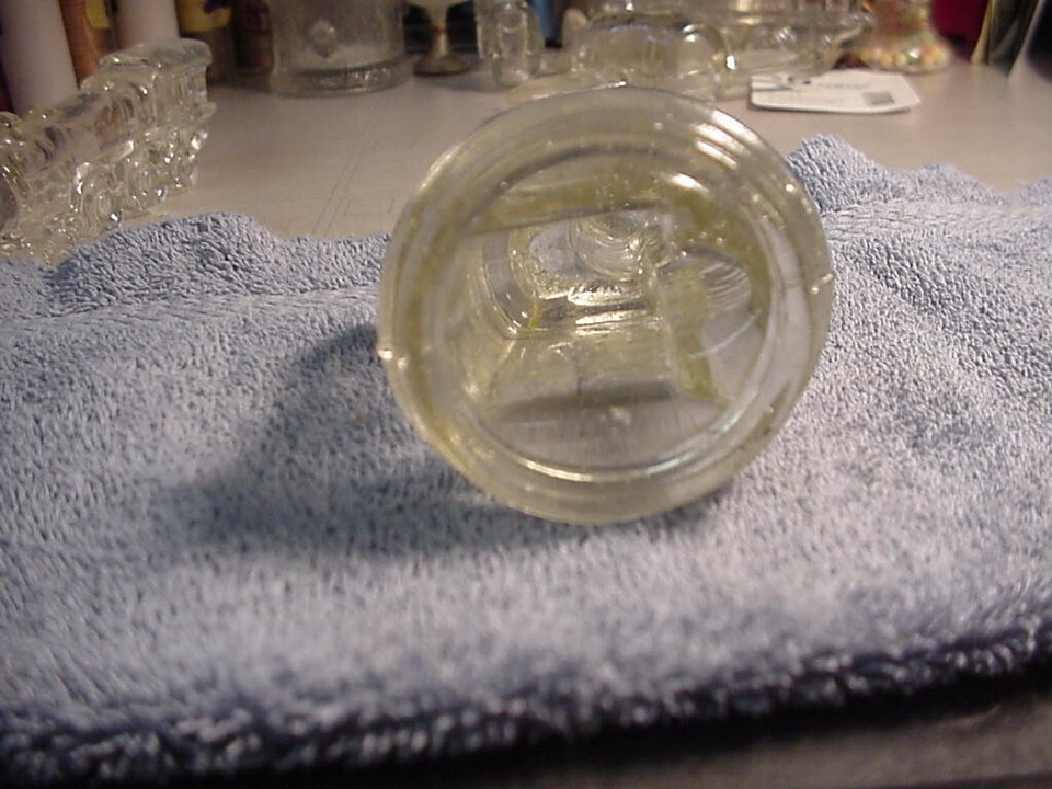 EXCELLENT CLEAR GLASS VINTAGE SANTA AT CHIMNEY CANDY CONTAINER LISTED ...