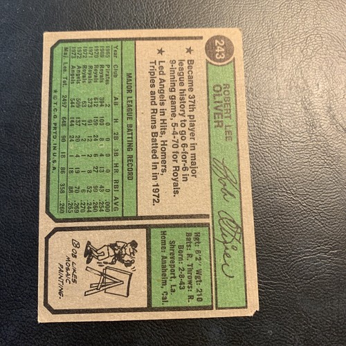 Cb26 1974 Topps #243 Bob Oliver California Angels | eBay