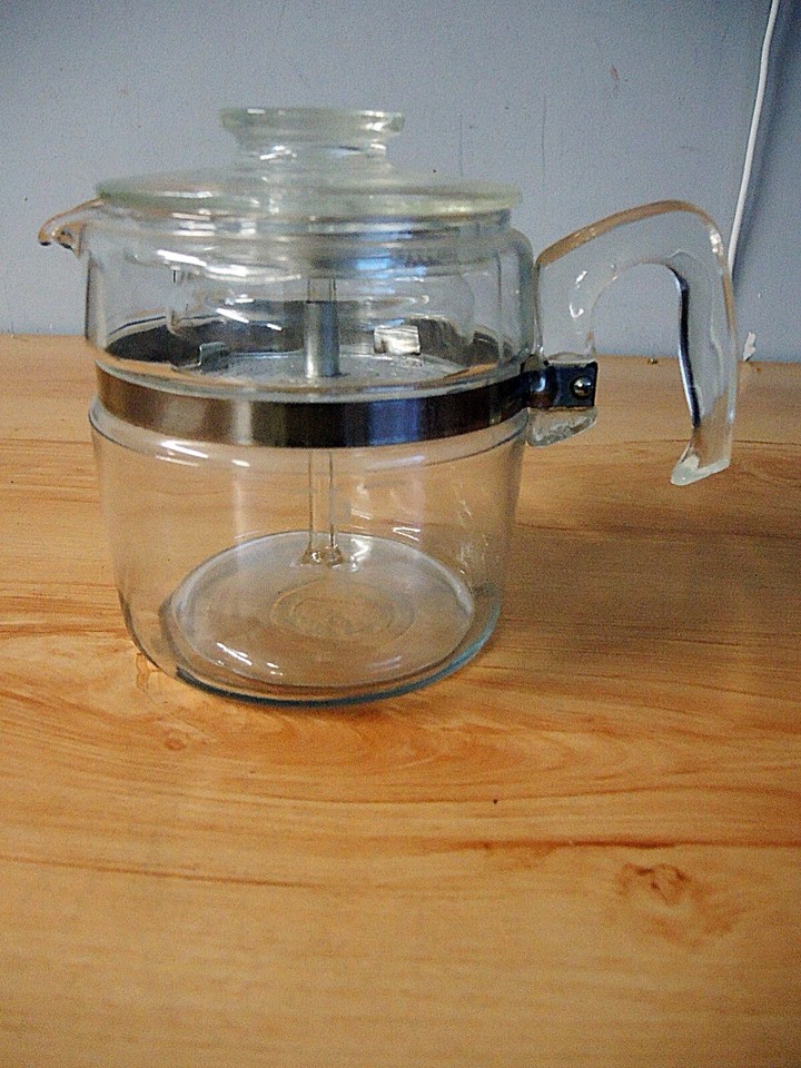 VINTAGE PYREX 6 CUP STOVE TOP GLASS COFFEE POT/ PERCOLATOR - 7756-B ...