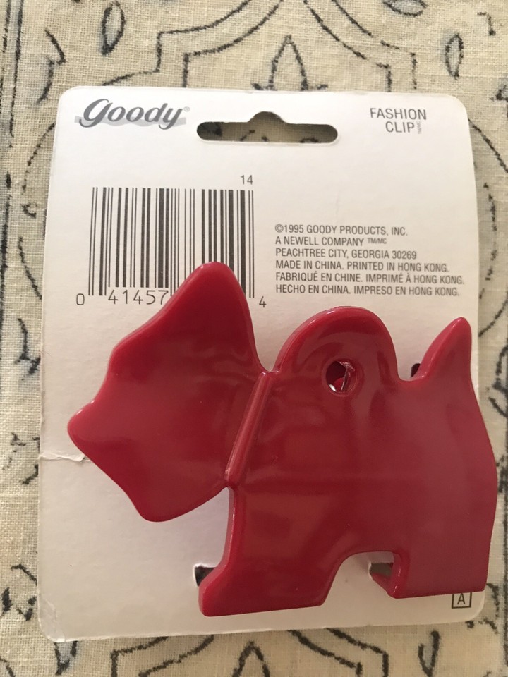 Vintage Goody Scotty Scottie Dog Butterfly Hair Clip Barette NOS Red | eBay