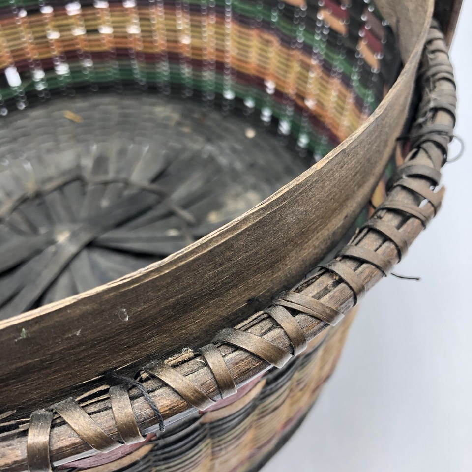 Early Gathering/ Carrying Reed Basket w/ Lid And Wooden Handle /b | eBay