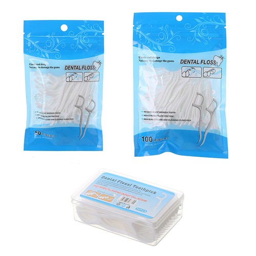 50/100pcs Boxed Disposable Dental Floss Flosser Picks Oral Dental Floss ...
